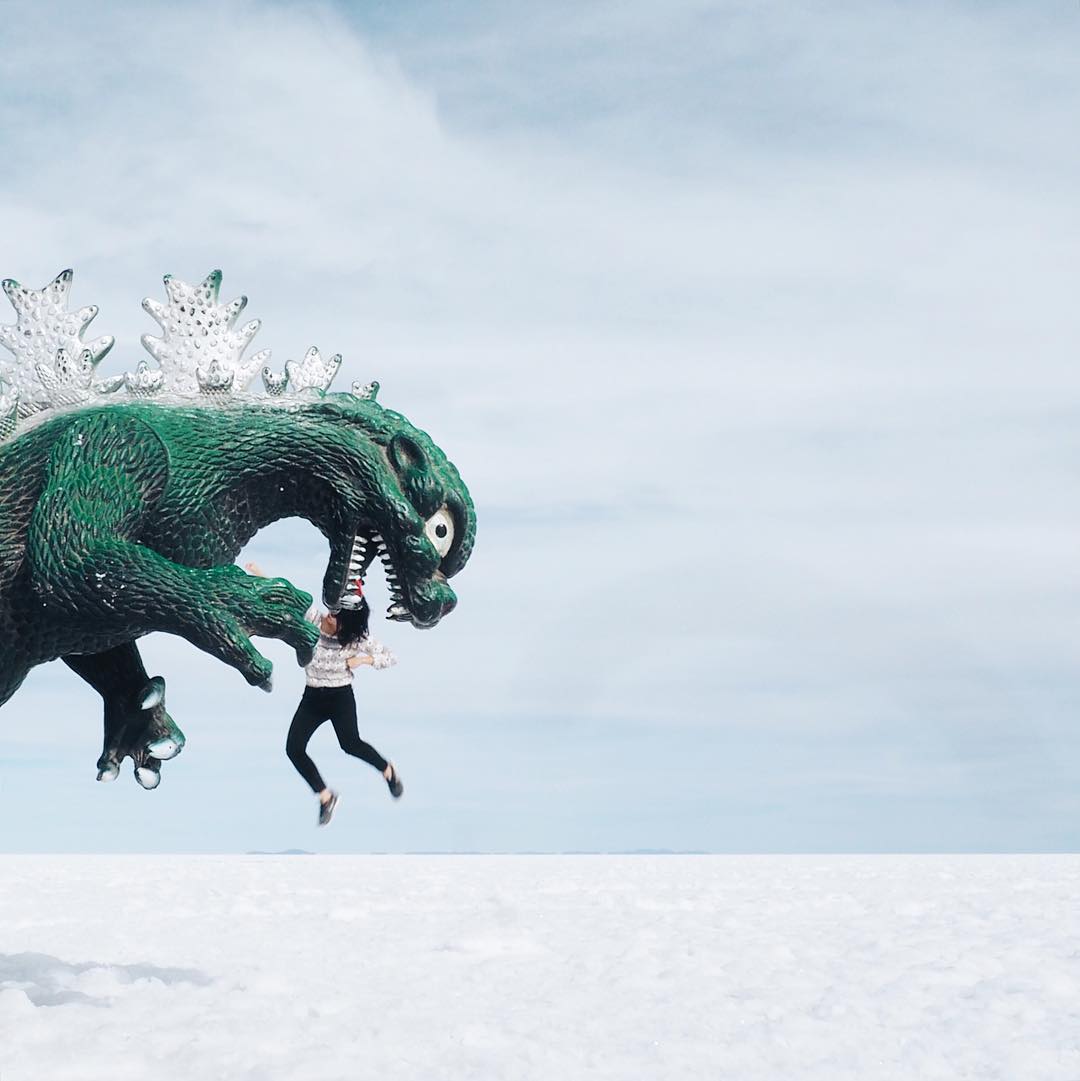 Salt Flats Dinosaur Perspective Photo CupofTJ - Kara and Nate